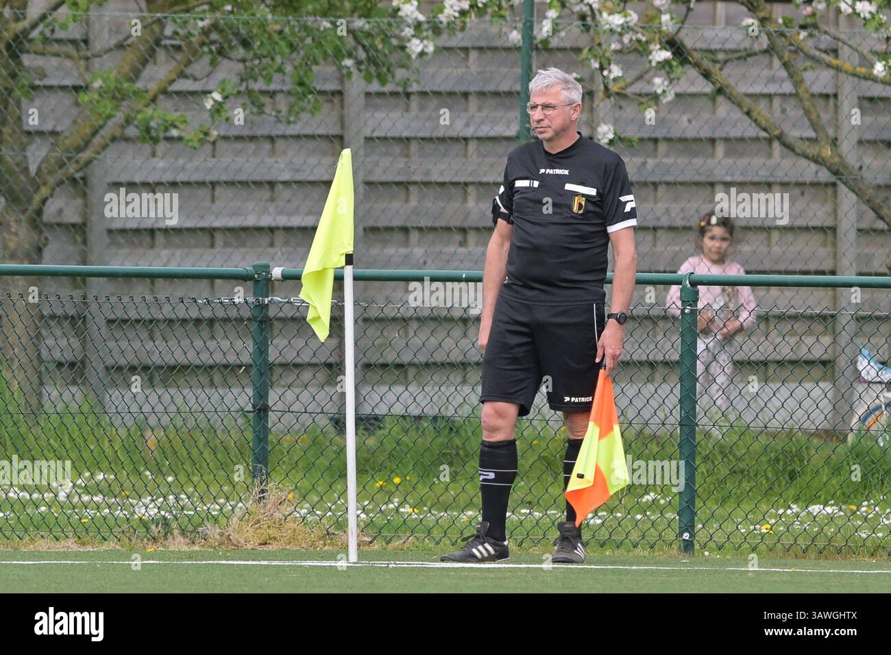 Zulte, Belgium. 19th Apr, 2025. assistant referee Philip Verhulst ...