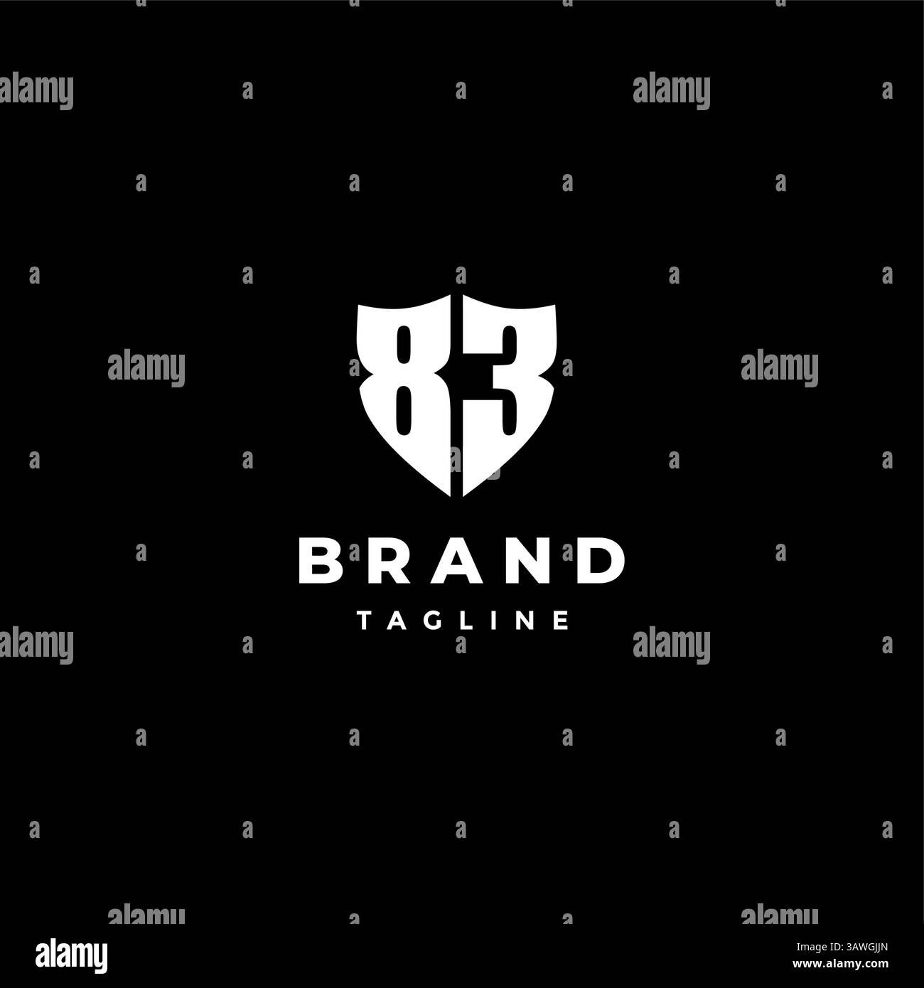 Simple Shield Number 83 Logo Design. Numbers Eight and Three Forming a ...