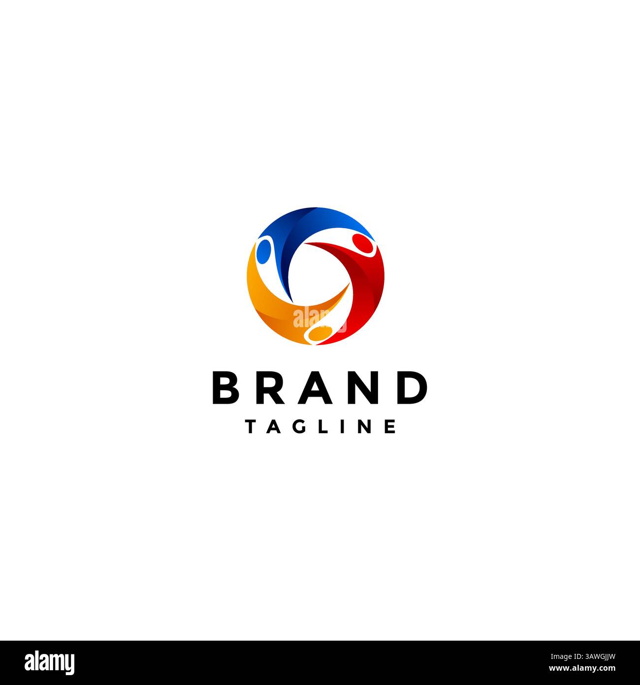 Colorful Three Peoples Circle Logo Design. Three Colored People ...