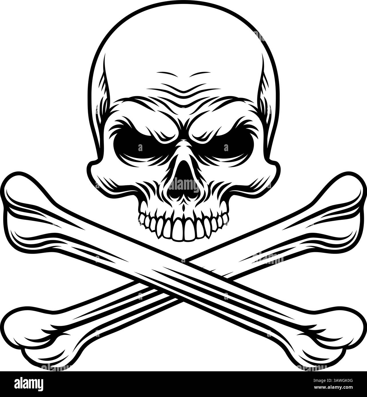 Skull and Crossbones Pirate Crossed Bones Design Stock Vector Image ...