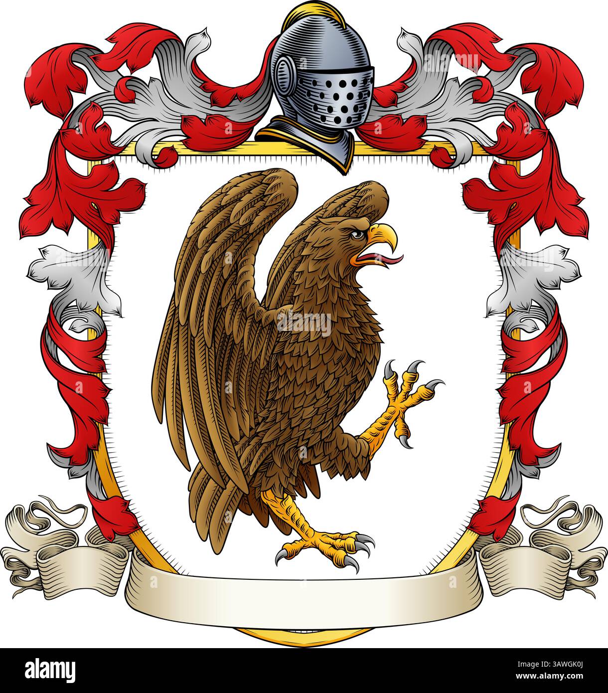 Eagle Coat of Arms Family Crest Heraldic Shield Stock Vector Image ...