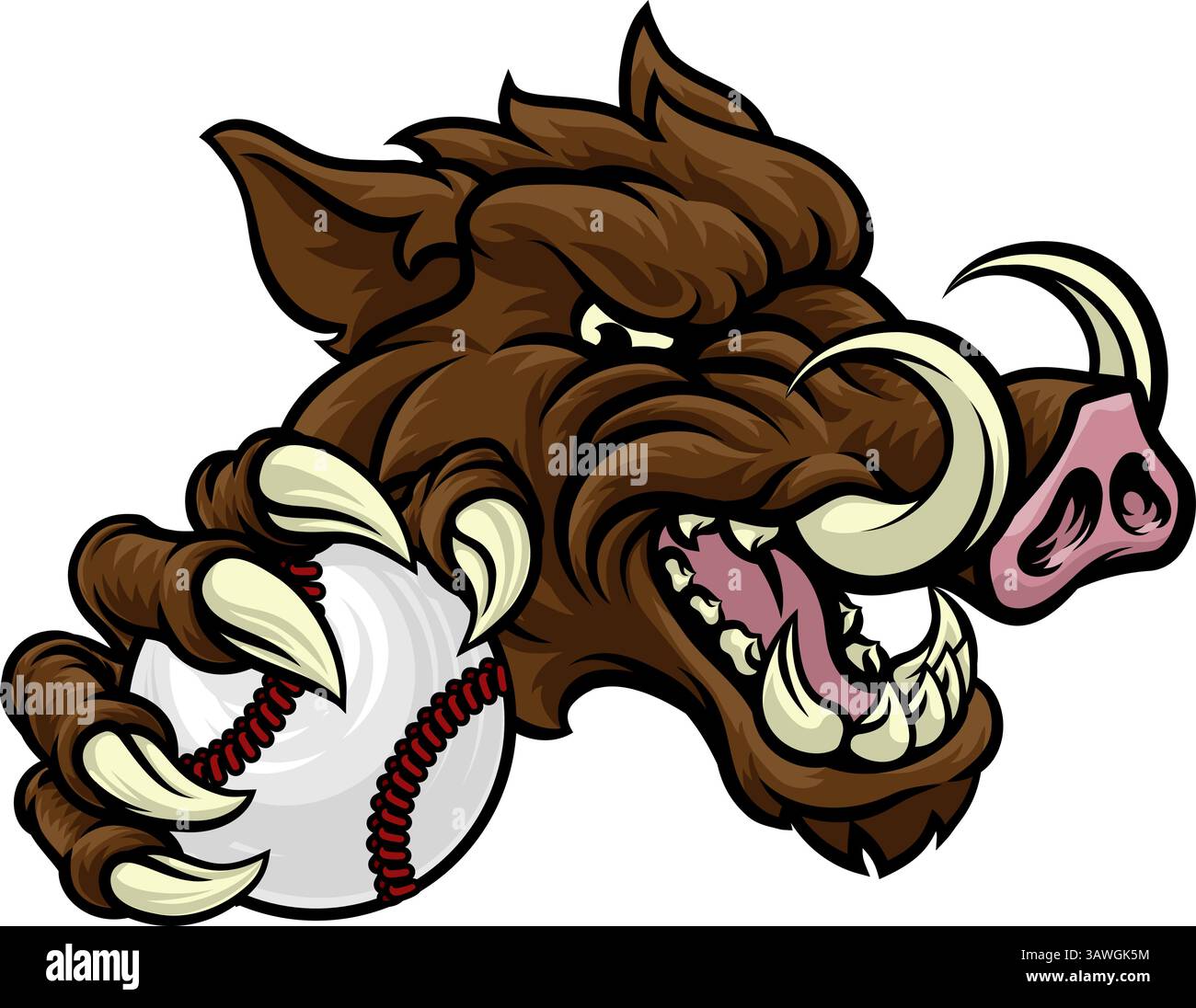 Boar Wild Hog Razorback Warthog Baseball Mascot Stock Vector Image ...