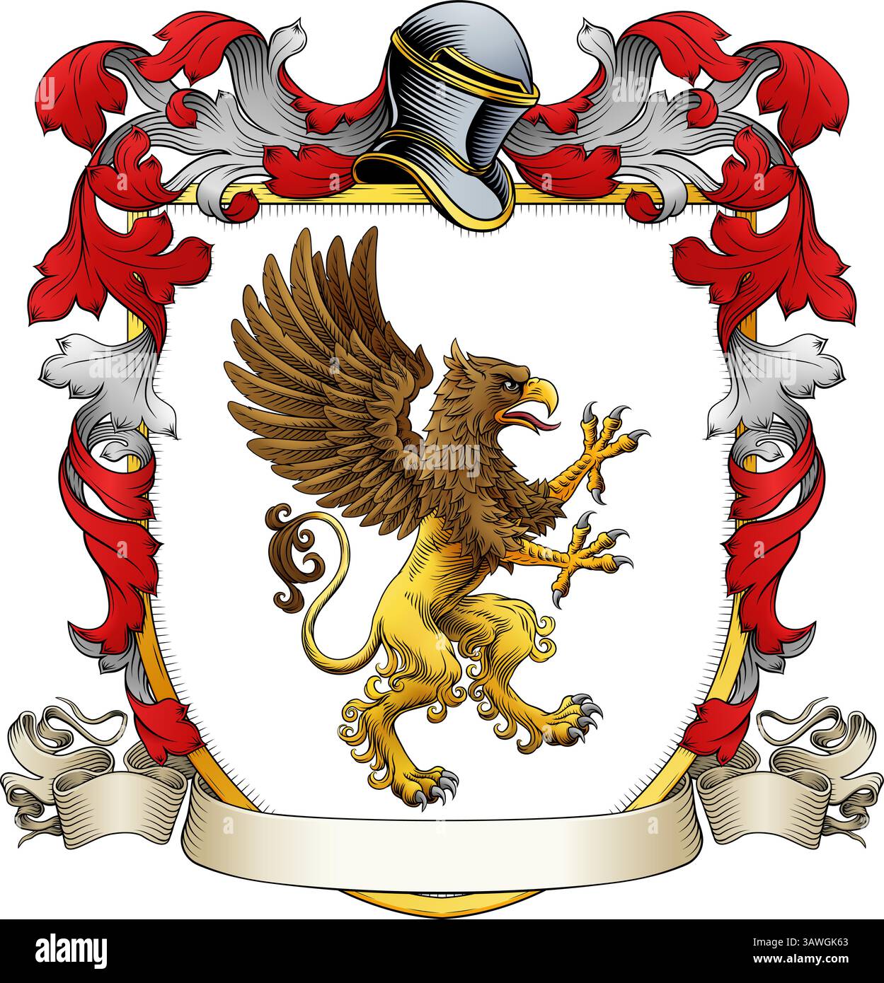 Griffin Gryphon Coat of Arms Crest Heraldic Shield Stock Vector Image ...