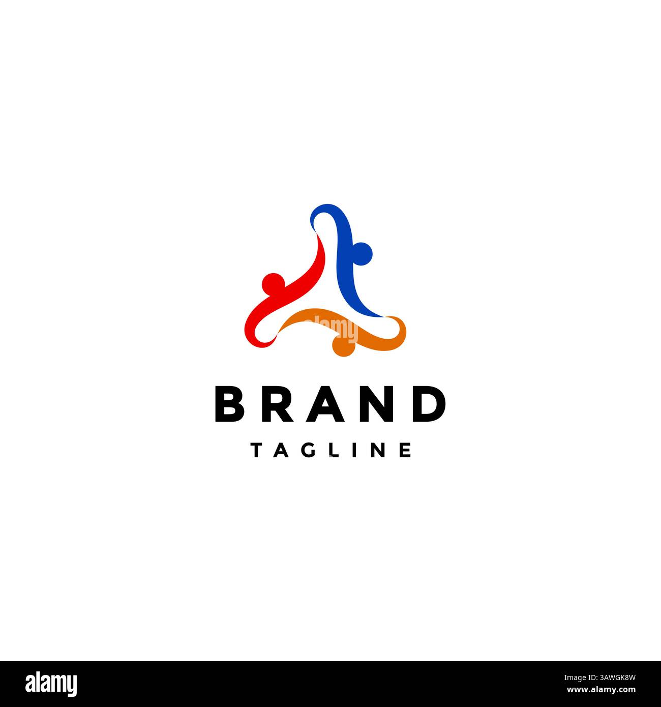 Colorful Three People Hand in Hand Logo Design. Color Harmony Three ...