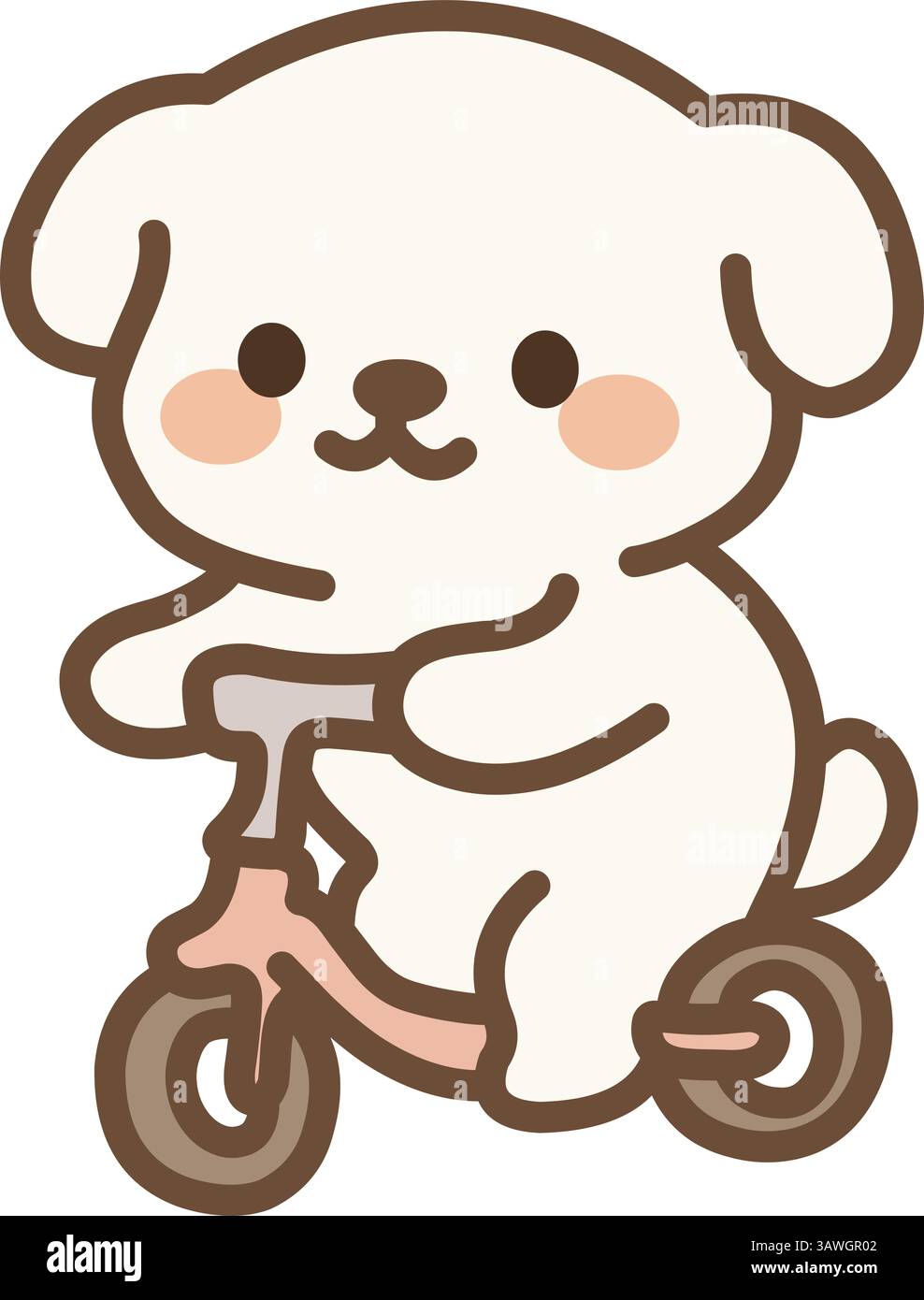 Cute white puppy riding a bike Stock Vector Image & Art - Alamy