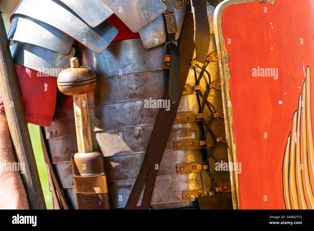 roman legionary equipment: lorica segmentata and pugio hilt detail of ...