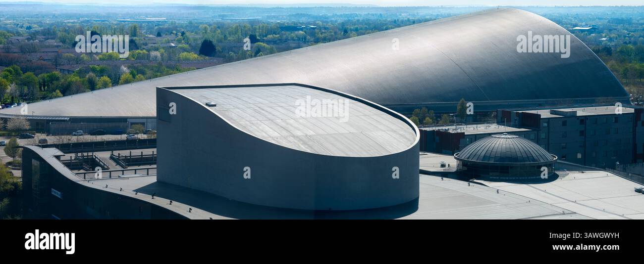 Elevated view of a strangely geometric collection of buildings in ...