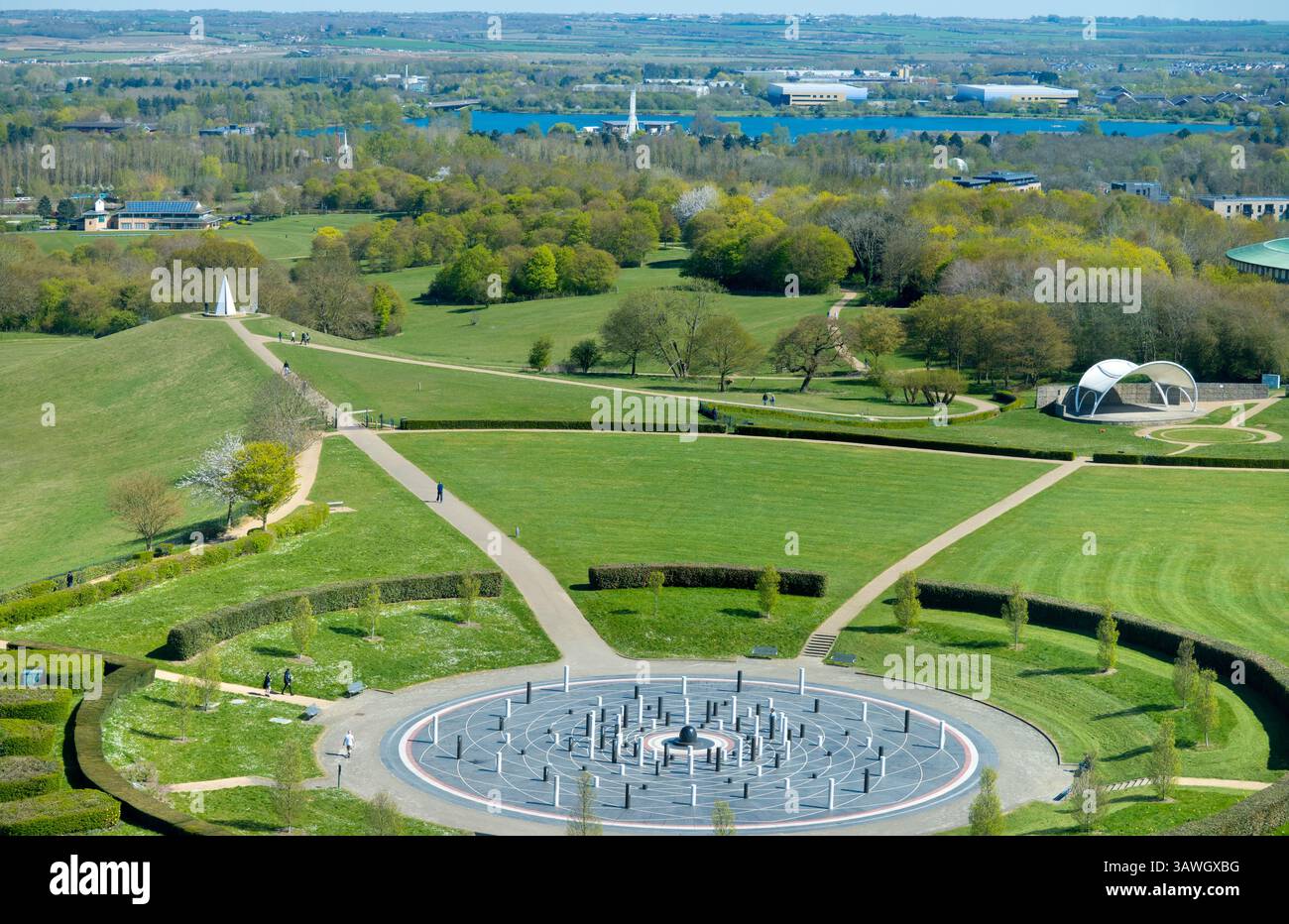 The MK Rose and Light Pyramid of Milton Keynes, viewed from above ...