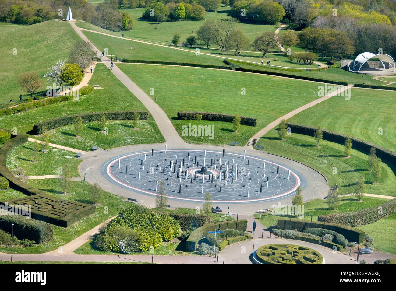 The MK Rose and Light Pyramid of Milton Keynes, viewed from above ...