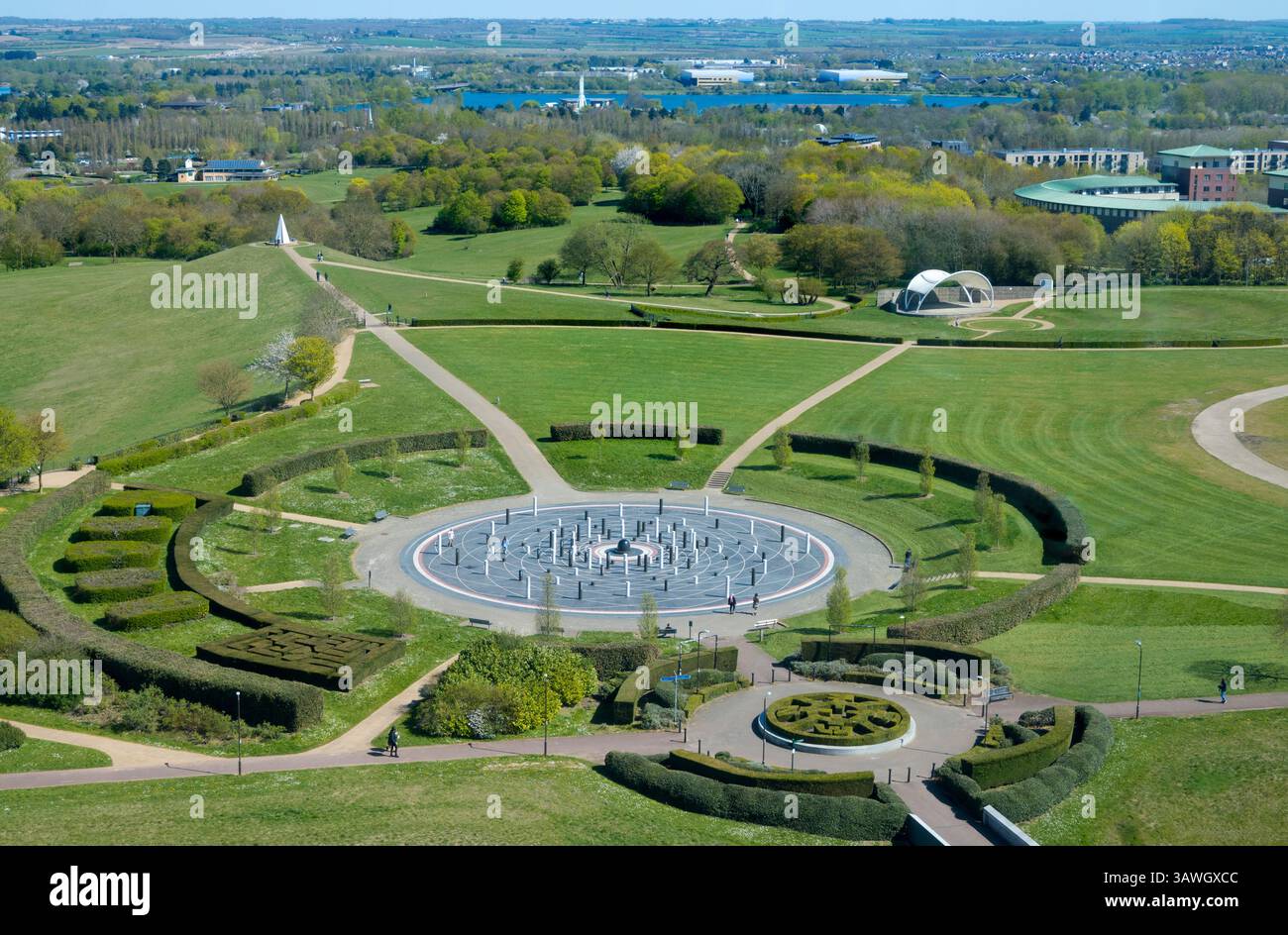 The MK Rose and Light Pyramid of Milton Keynes, viewed from above ...