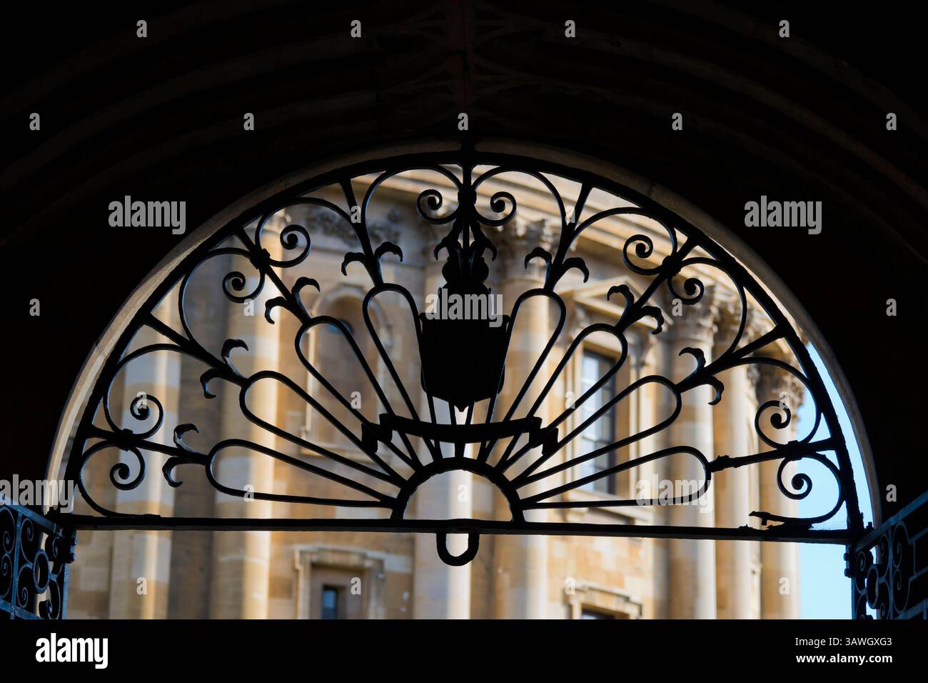 Wrought iron grille in the intimate gateway between two of Oxford's ...