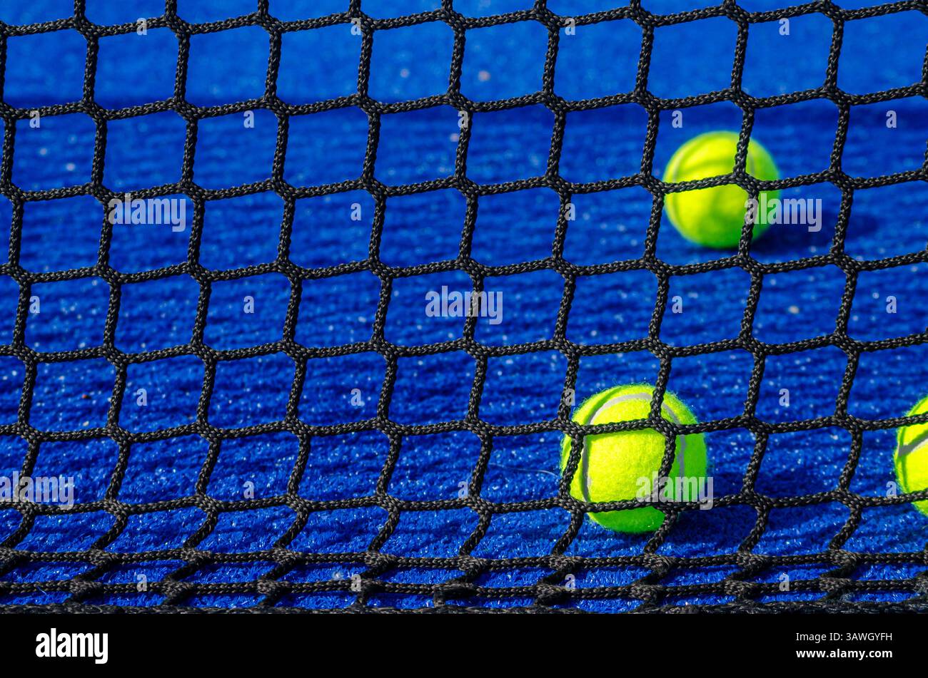 court lines and balls padel sport on blue ground Stock Photo - Alamy