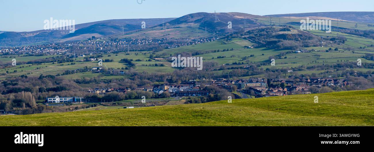 Panoramic aerial image of Werneth Low Country Park in Hyde with rural ...