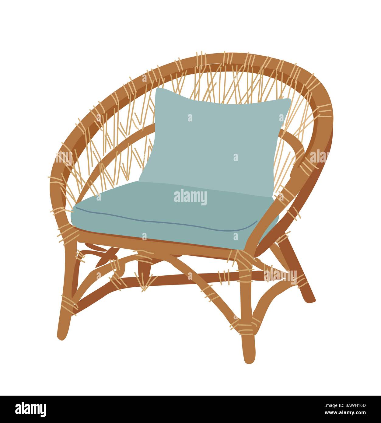 Rattan wicker armchair with teal cushions isolated Stock Vector Image ...