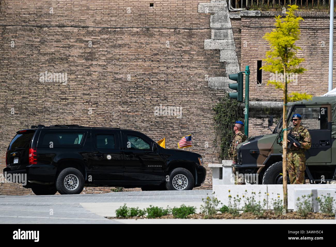 The motorcade of U.S. Vice President JD Vance is seen en route to ...