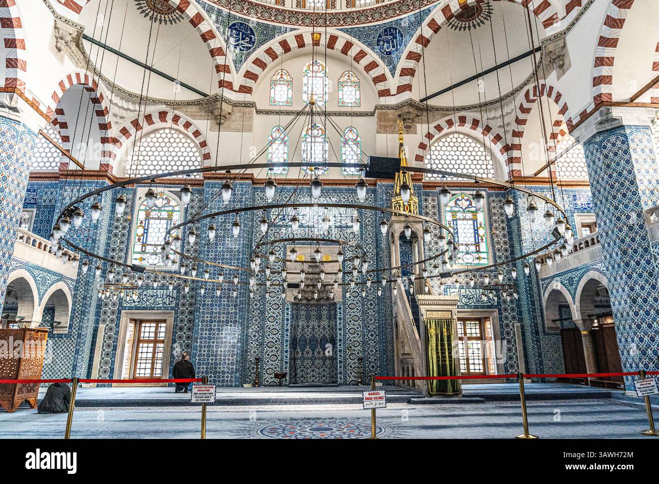 Interior of Rüstem Paşa Mosque (Rüstem Paşa Camii), with rich Iznik ...