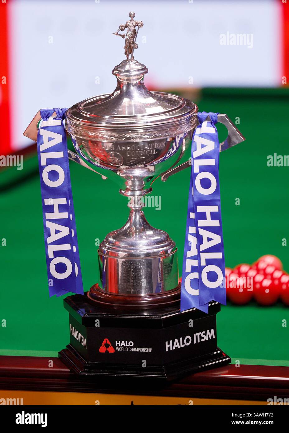 The World Snooker Championship trophy on display during day two of the ...