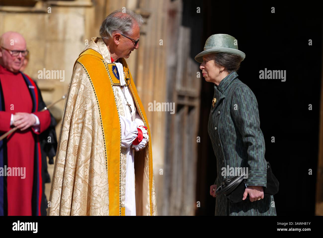 The Princess Royal speaks with the Dean of Windsor, the Right Rev ...