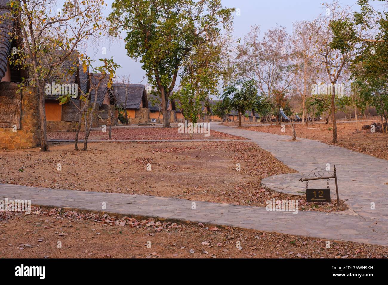 Ghana, Mole National Park. Zaina Lodge, Interior of the Compound Stock ...