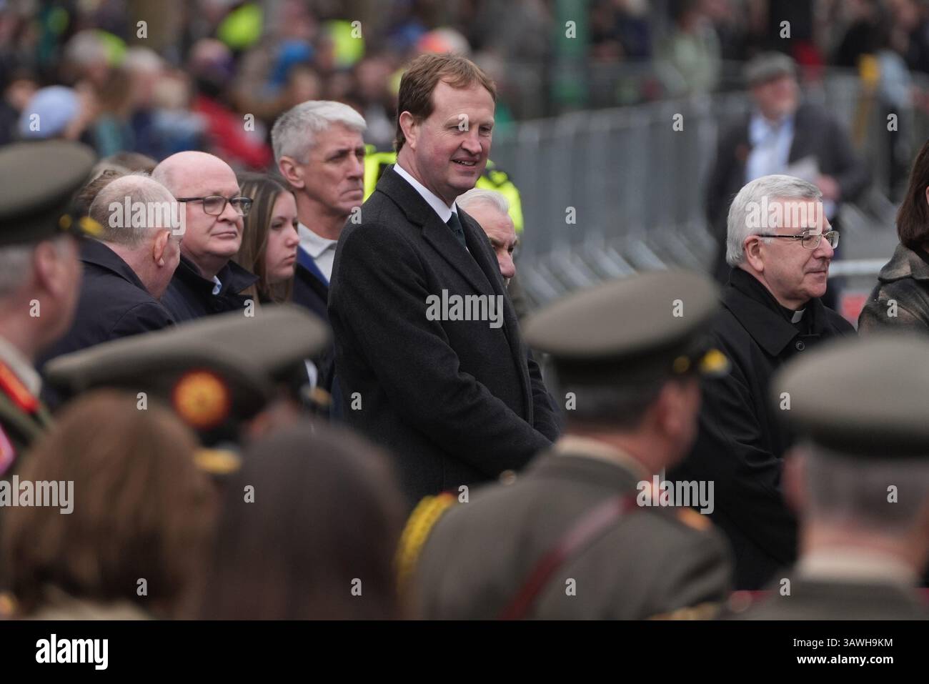 Ireland's Minister of Justice, Jim O'Callaghan (centre) arrives for a ...