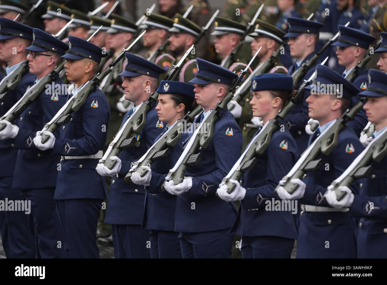 Members of the Irish Defence Forces during a ceremony to mark the ...