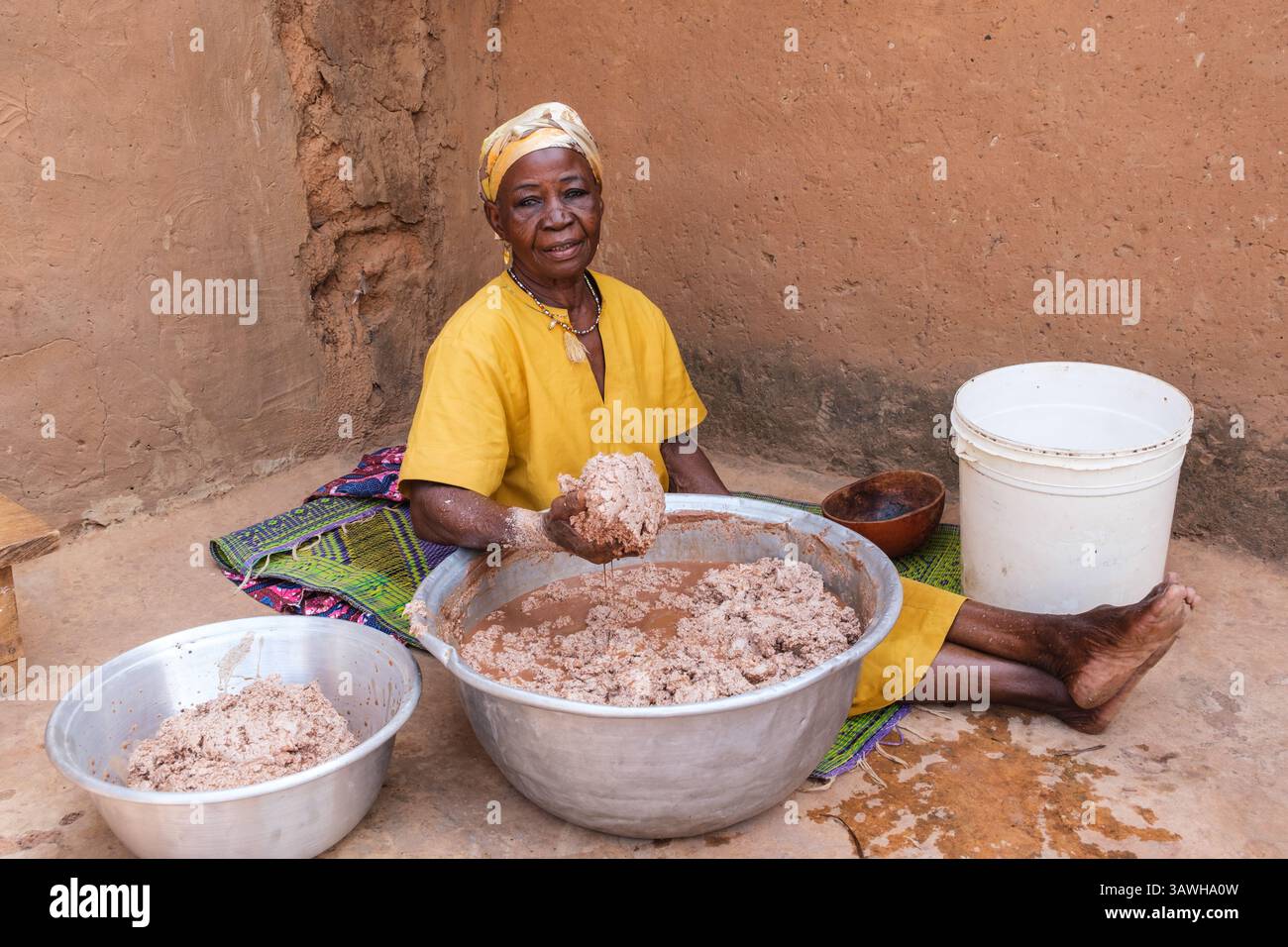 Ghana, Mognori. Shea Butter Production. Placing Shea Butter Fat in ...