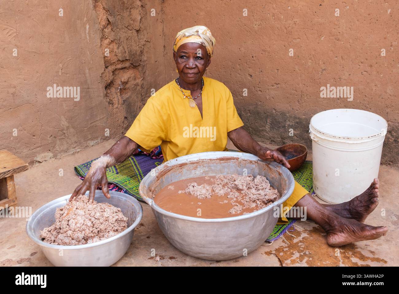 Ghana, Mognori. Shea Butter Production. Placing Shea Butter Fat in ...