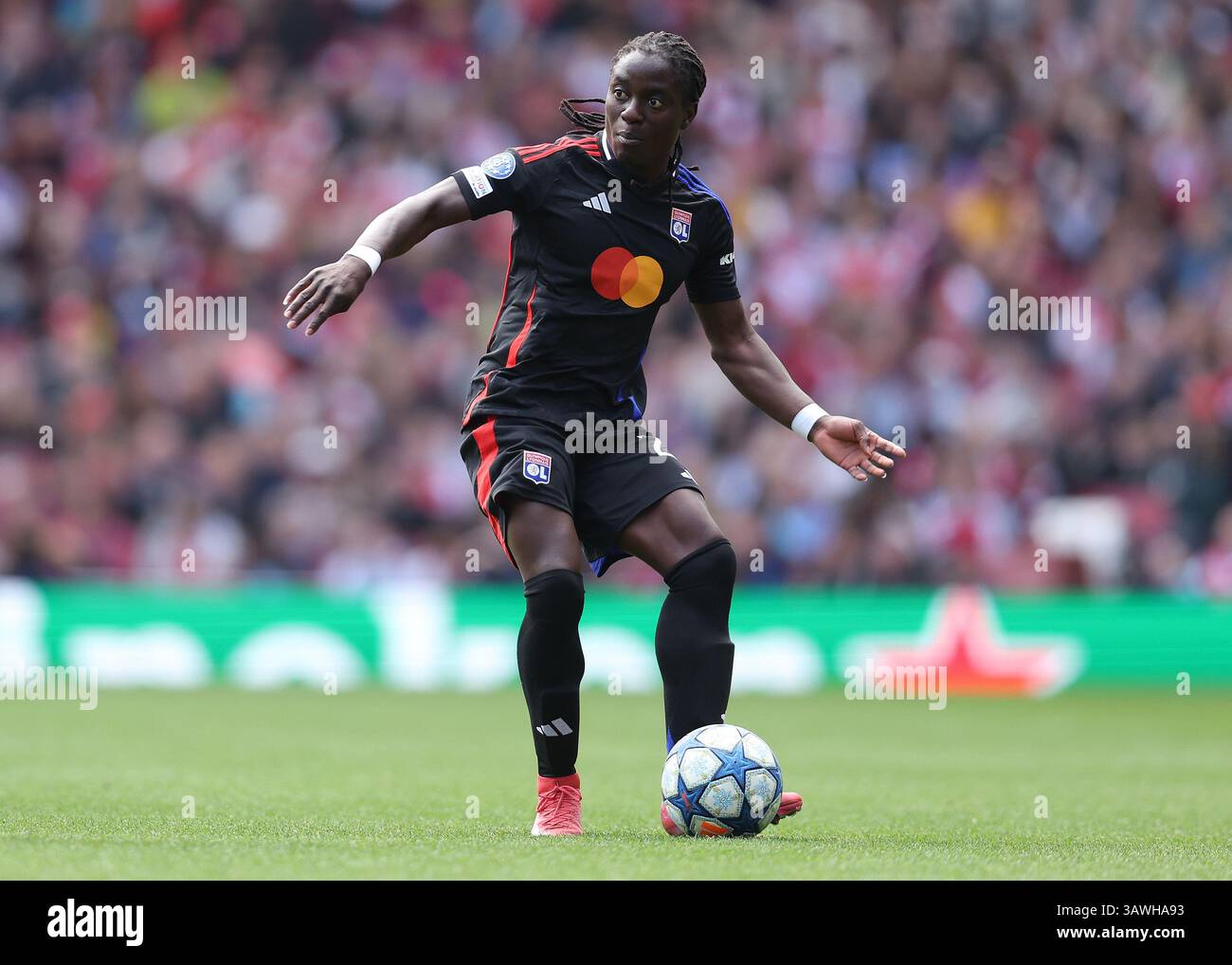 London, UK. 19th Apr, 2025. Tabitha Chawinga of Lyon during the Arsenal ...