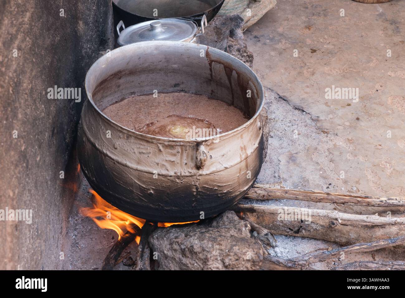 Ghana, Mognori. Shea Butter Production. Boiling the Fat Skimmed from ...