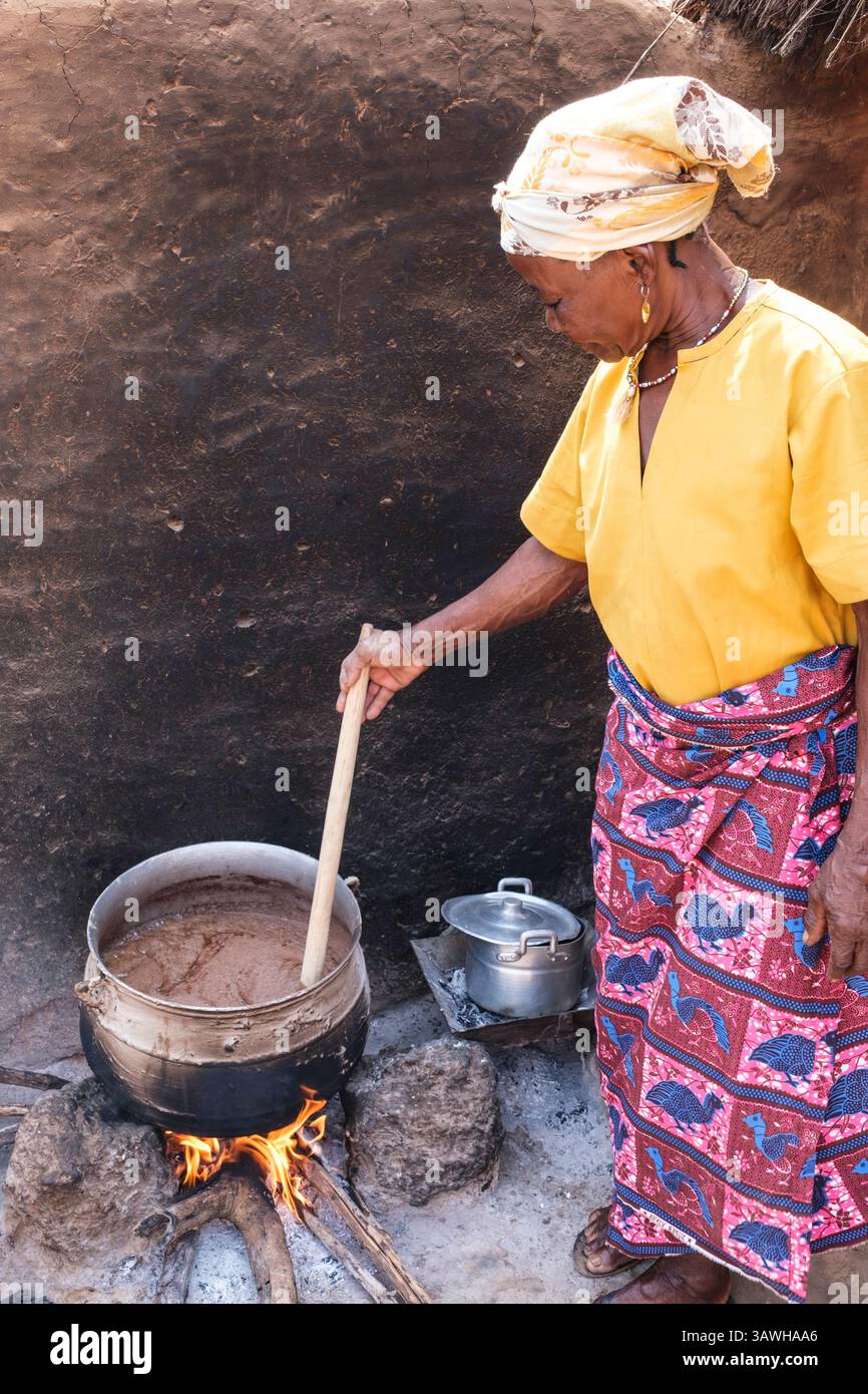 Ghana, Mognori. Shea Butter Production. Stirring the Boiling Shea ...