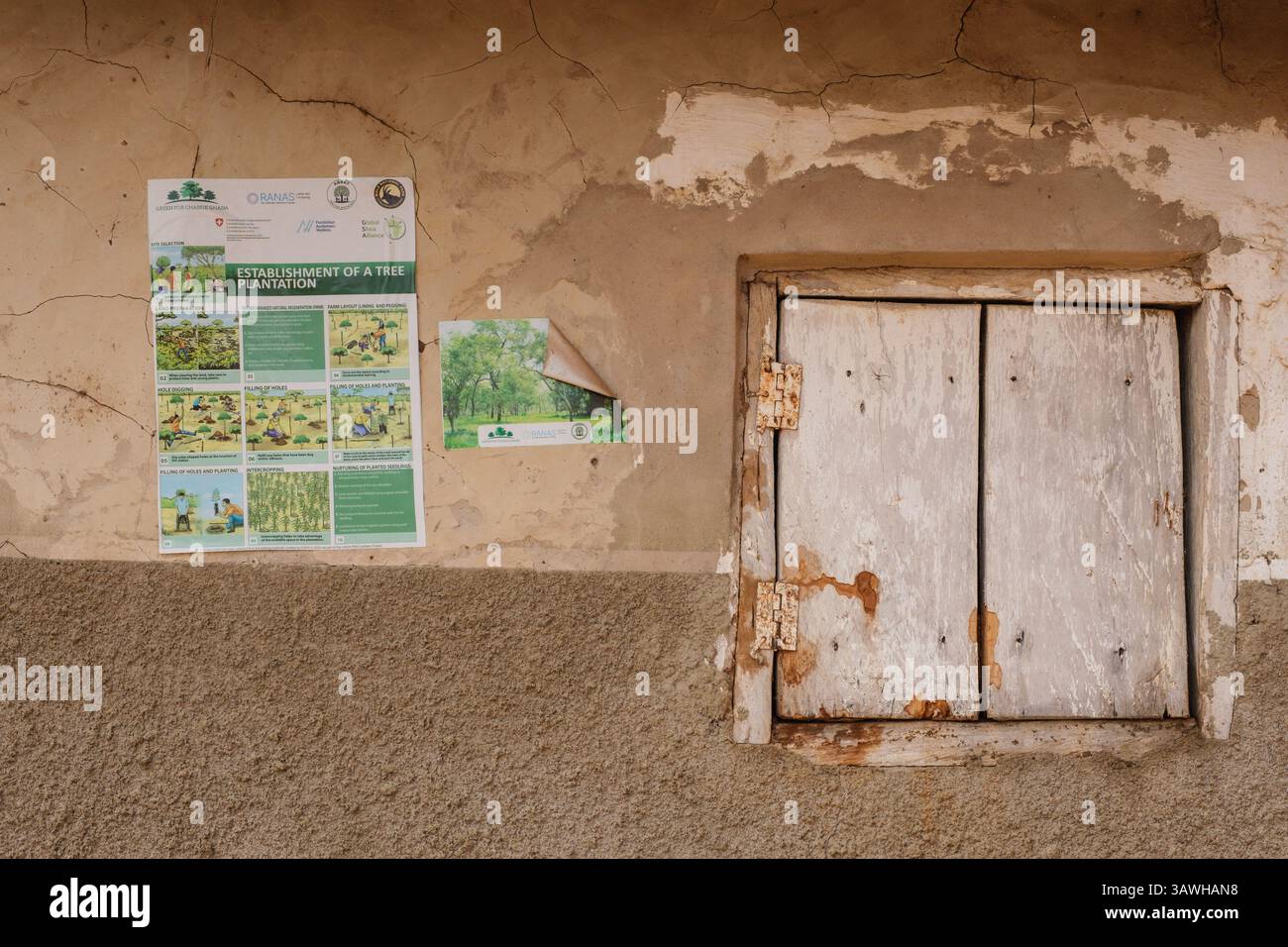 Ghana, Mognori. Poster with Information about Tree Planting Stock Photo ...