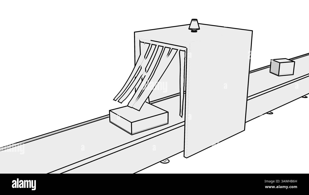 Drawing sorting belt conveyor Black and White Stock Photos & Images - Alamy