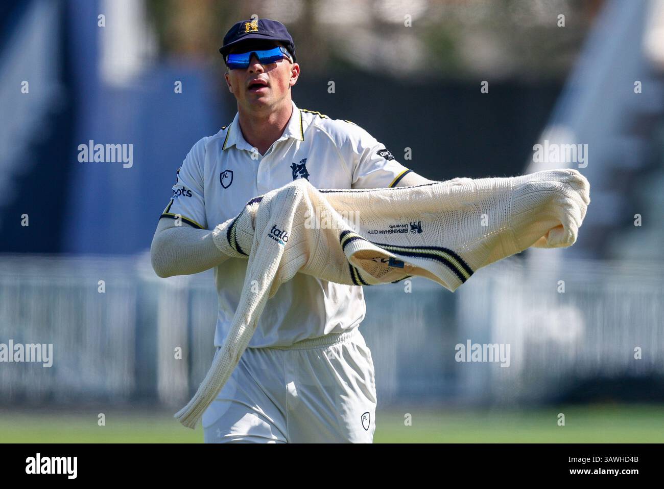Birmingham, UK. 20th Apr, 2025. #27, Michael Booth of Warwickshire dons ...