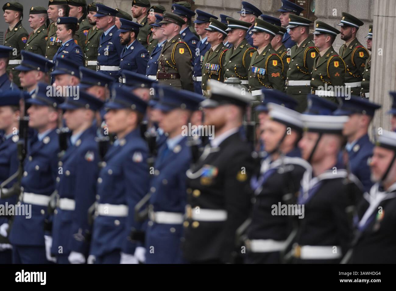 Members of the Irish Defence Forces during a ceremony to mark the ...