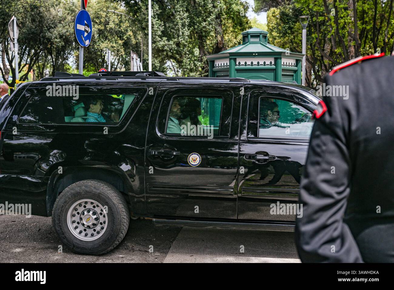 U.S. Vice President JD Vanc and his family arrives at Basilica Papale ...