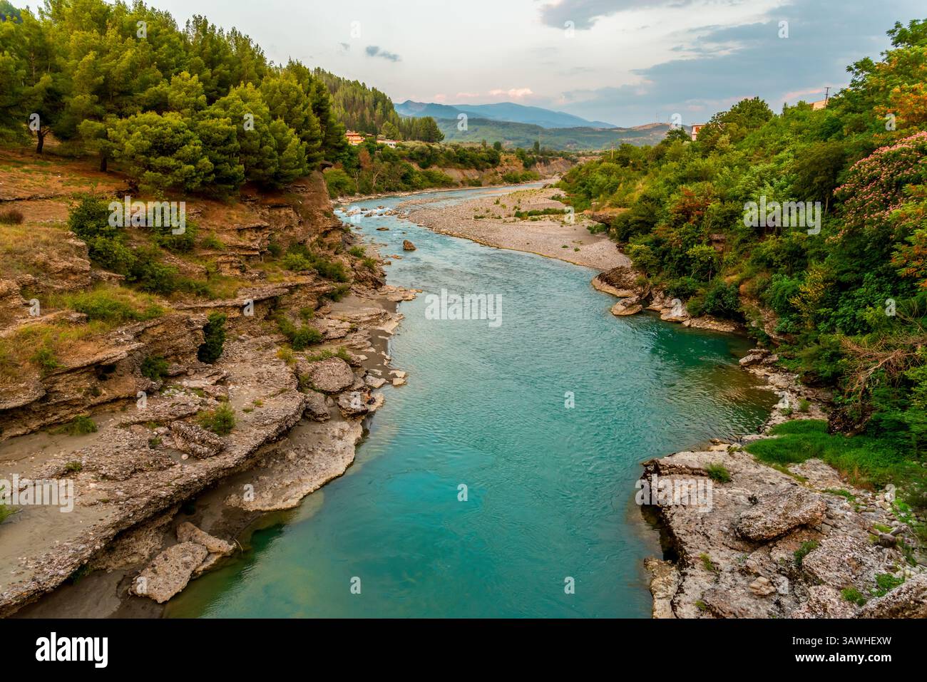 Turquoise river between rocky slopes hi-res stock photography and ...
