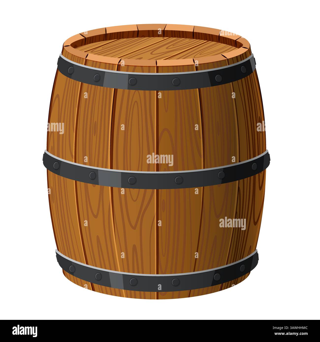 Cartoon wooden barrel. Oak container for storage of wine, beer, whiskey Stock Vector Image & Art ...