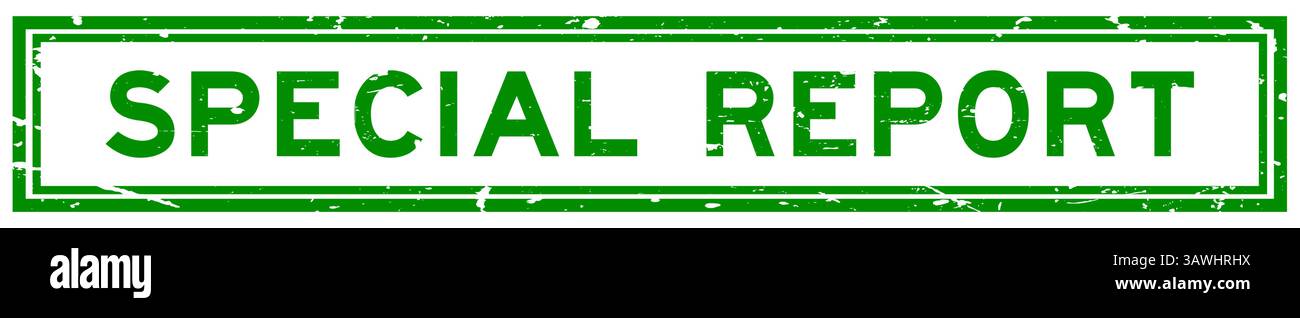 Grunge green special report word square rubber stamp in white ...