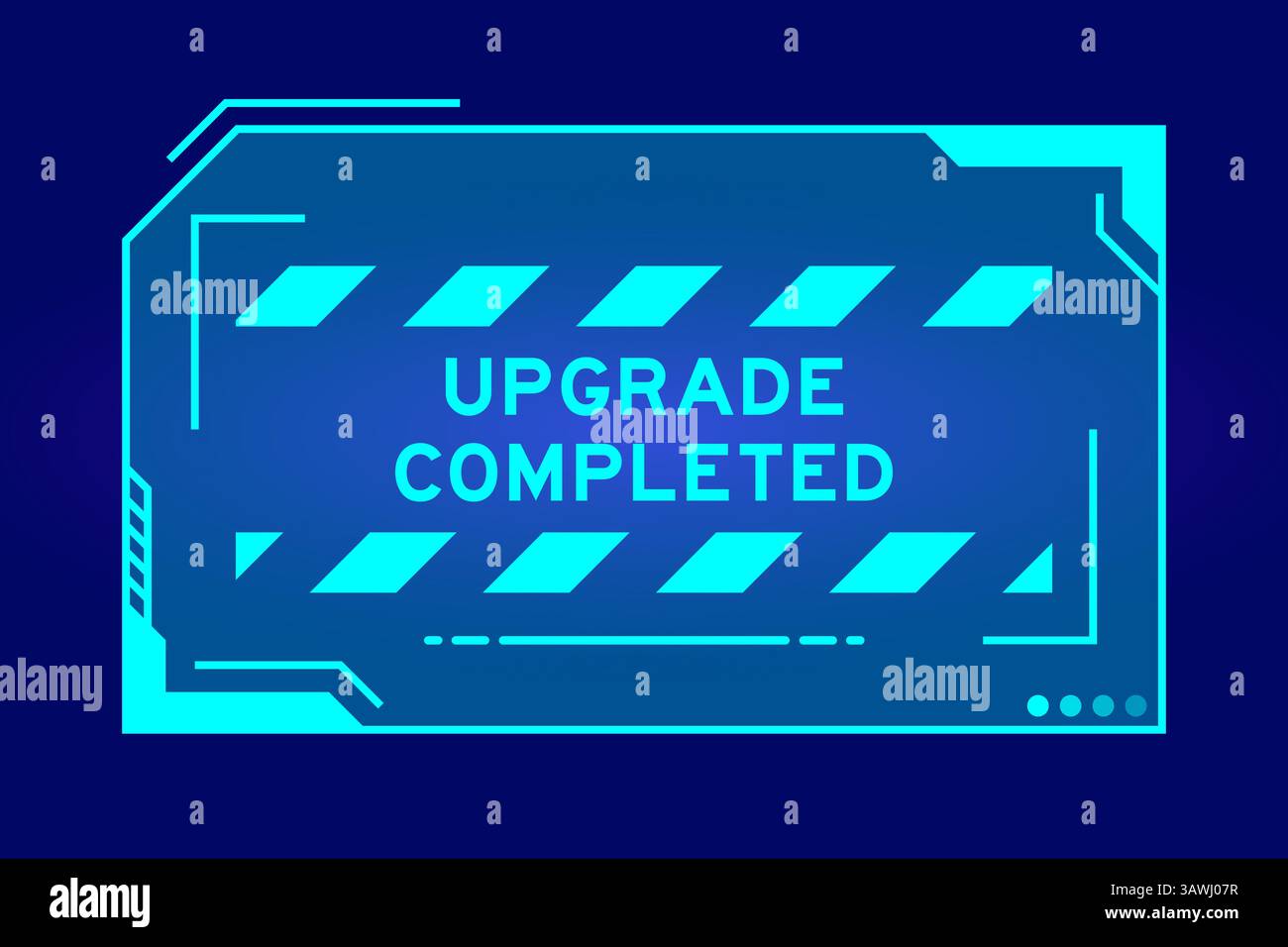 Blue color of futuristic hud banner that have word upgrade completed on ...