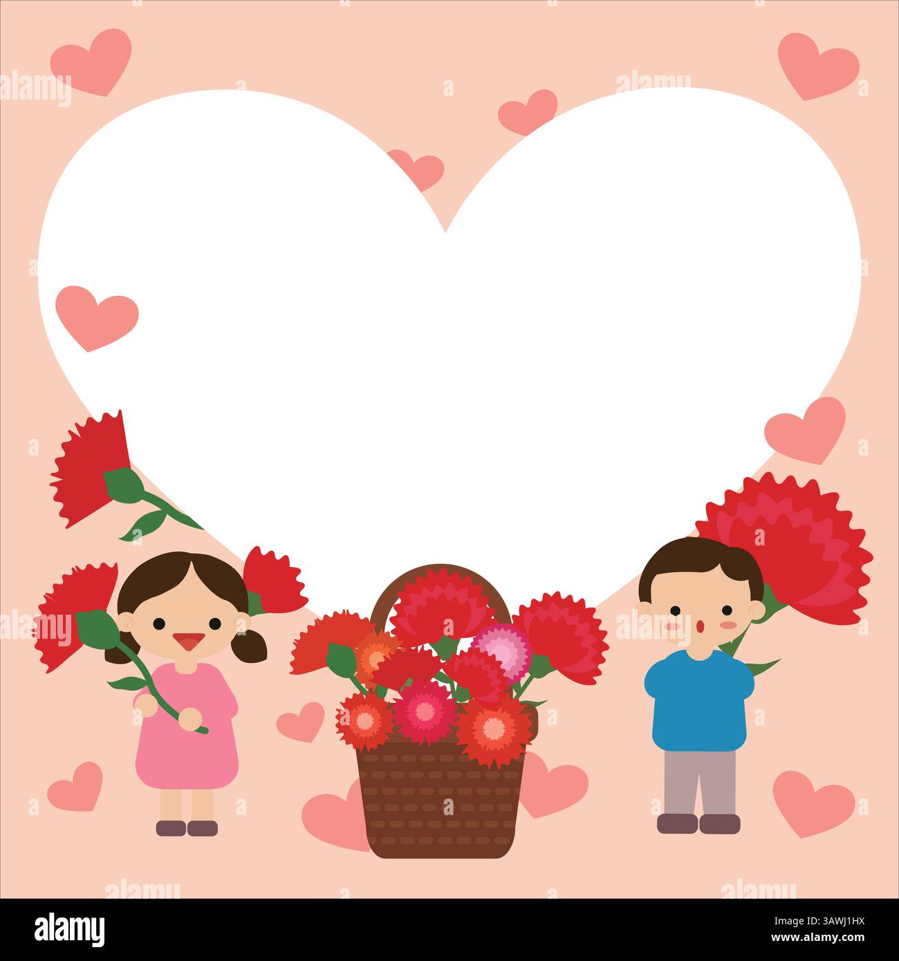Children holding carnations and showing love and appreciation Stock ...