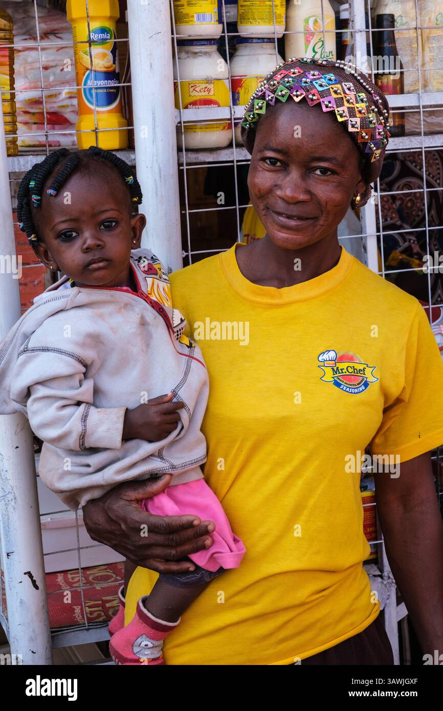 Ghana, Tamale. Central Market Scene, Mother and Daughter Stock Photo ...
