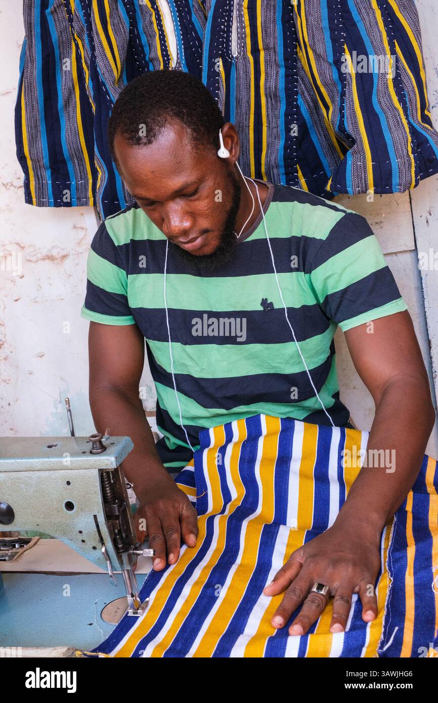 Ghana, Tamale. Tailor Working in his Shop in the Central Market Stock ...