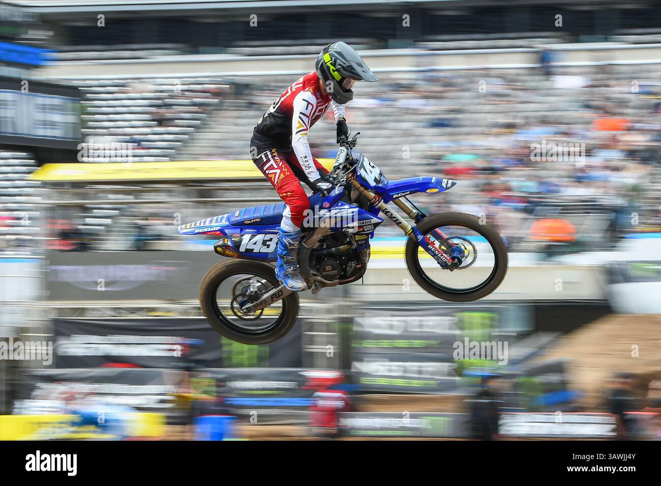 April 19, 2025, Brick, New Jersey, USA: 143 Jaxen Driskell jumps during ...