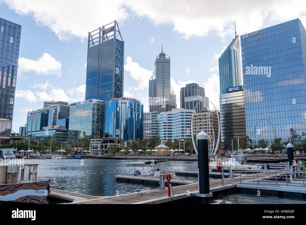 Perth, Australia - 8 April 2025: Elizabeth Quay, a major waterfront ...