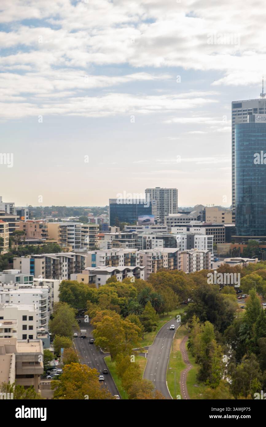 Perth, Australia - 9 April 2025: Aerial view of buildings and ...