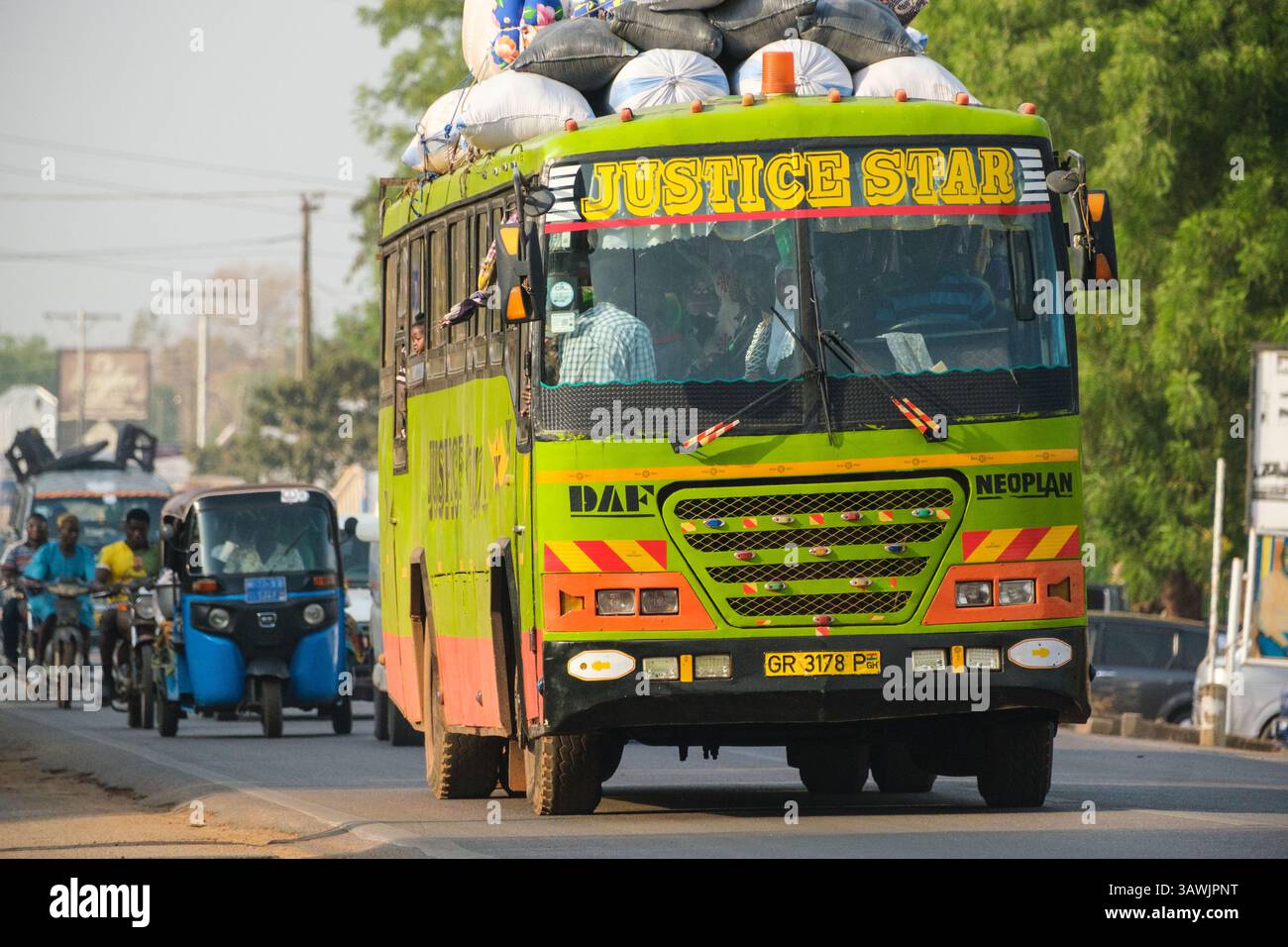 Ghana, Tamale. Street Traffic. Passenger Bus Transport Stock Photo - Alamy