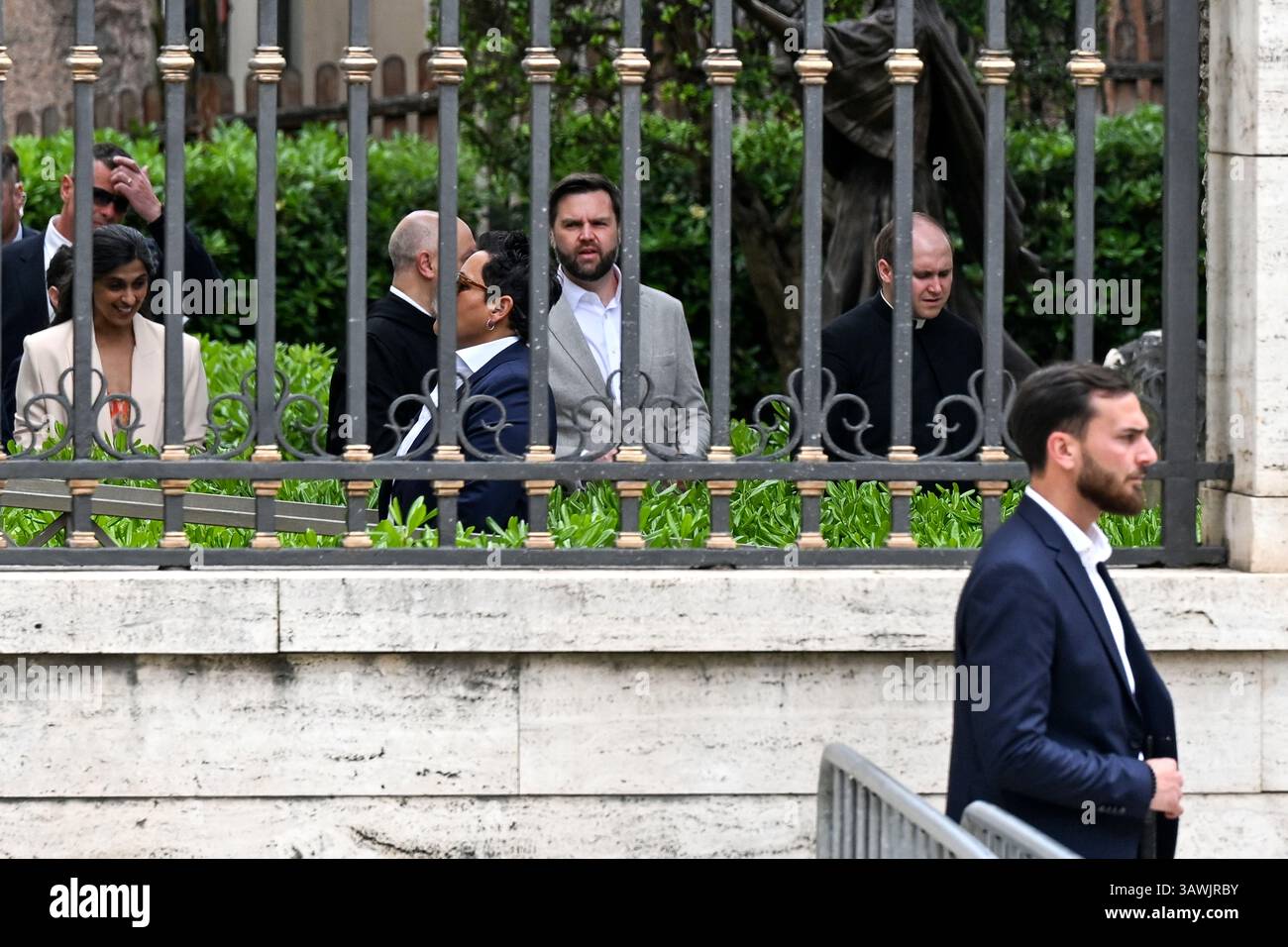 U.S. Vice President JD Vance, and his wife Usha Vance leave Basilica ...
