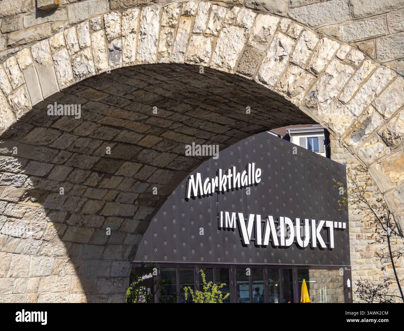 Zurich, Switzerland - April 10, 2025: Markthalle im Viadukt is a vibrant and trendy covered ...