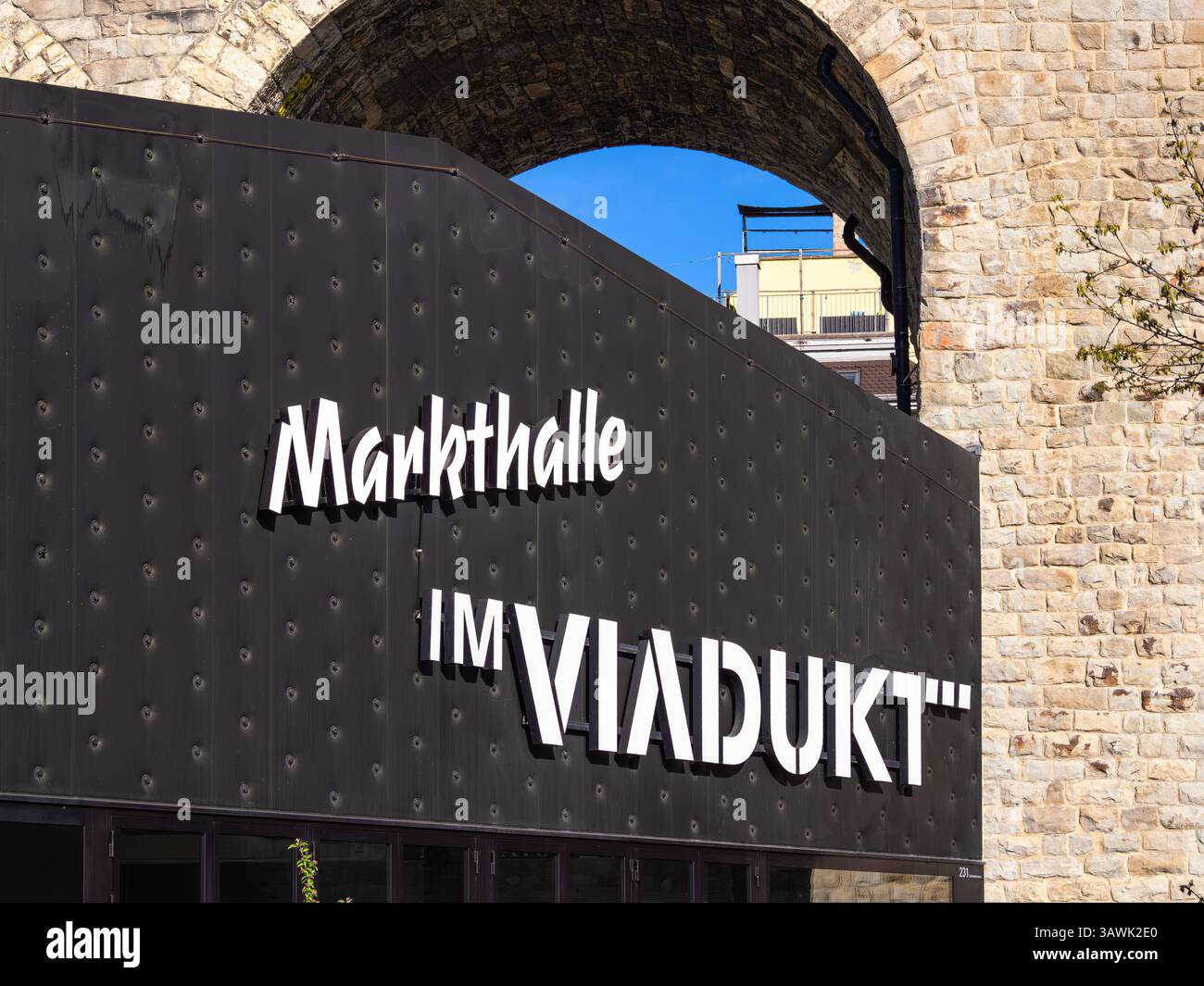 Zurich, Switzerland - April 10, 2025: Markthalle im Viadukt is a vibrant and trendy covered ...