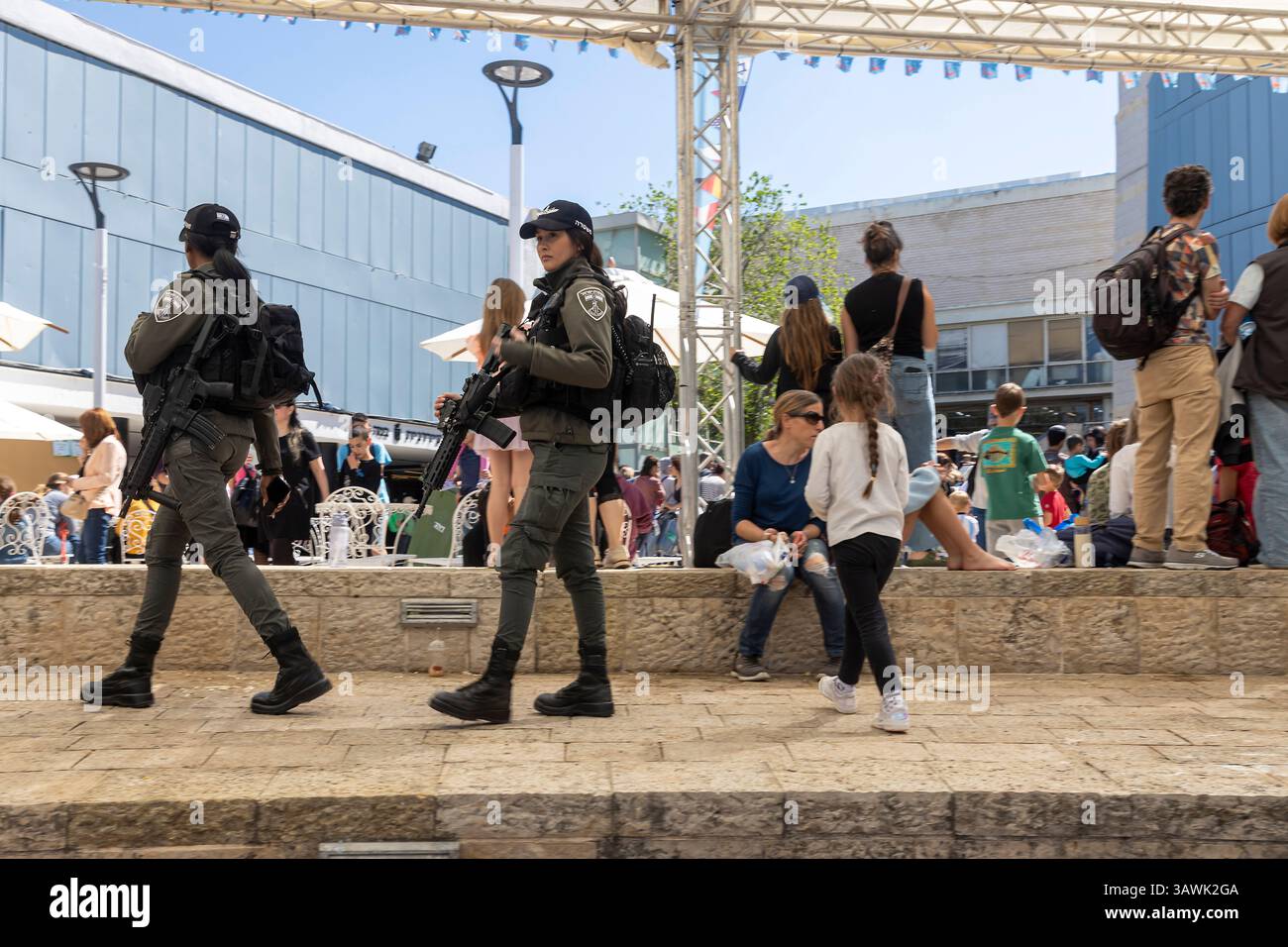 Haifa, Israel, 16 April 2025, Two uniformed women members of the Israel ...